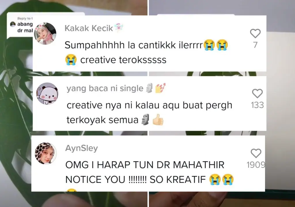 Ukir wajah Tun M pada daun teja, hasil anak muda ini terima pujian ...