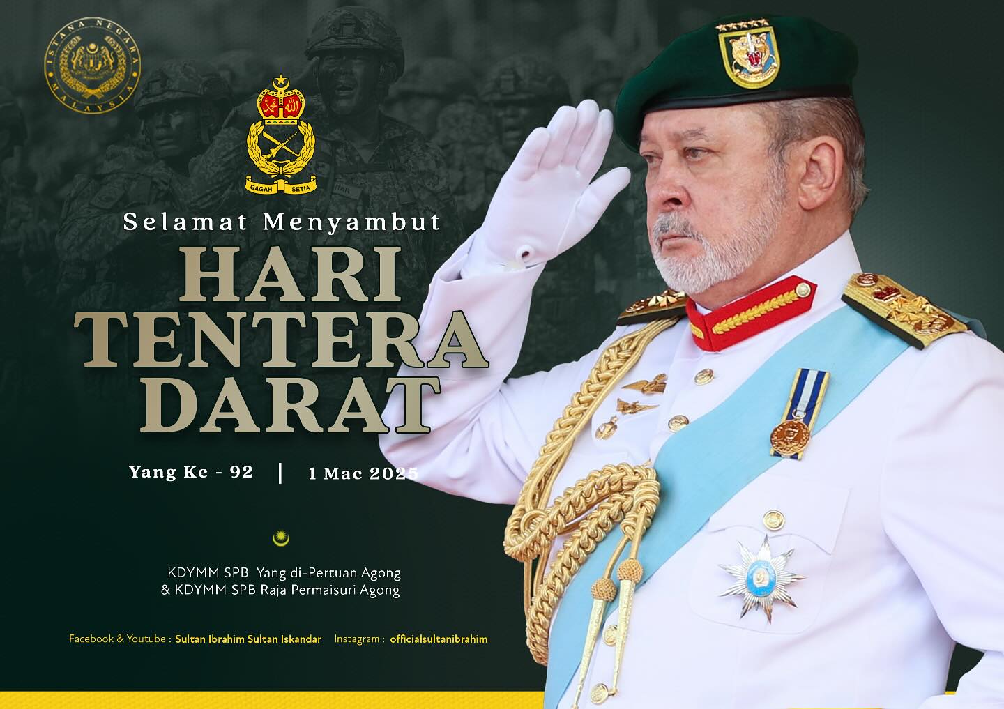 Agong zahir ucapan sempena Hari Tentera Darat ke-92 - UtusanTV
